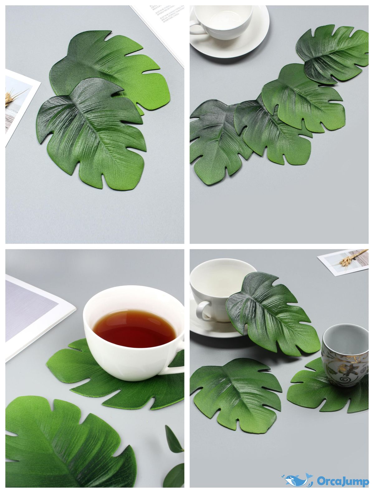 OrcaJump - 4-Piece Leaf-Shaped Coaster Set